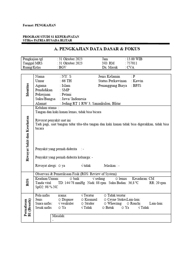 Askep CVA Trombose Arif | PDF