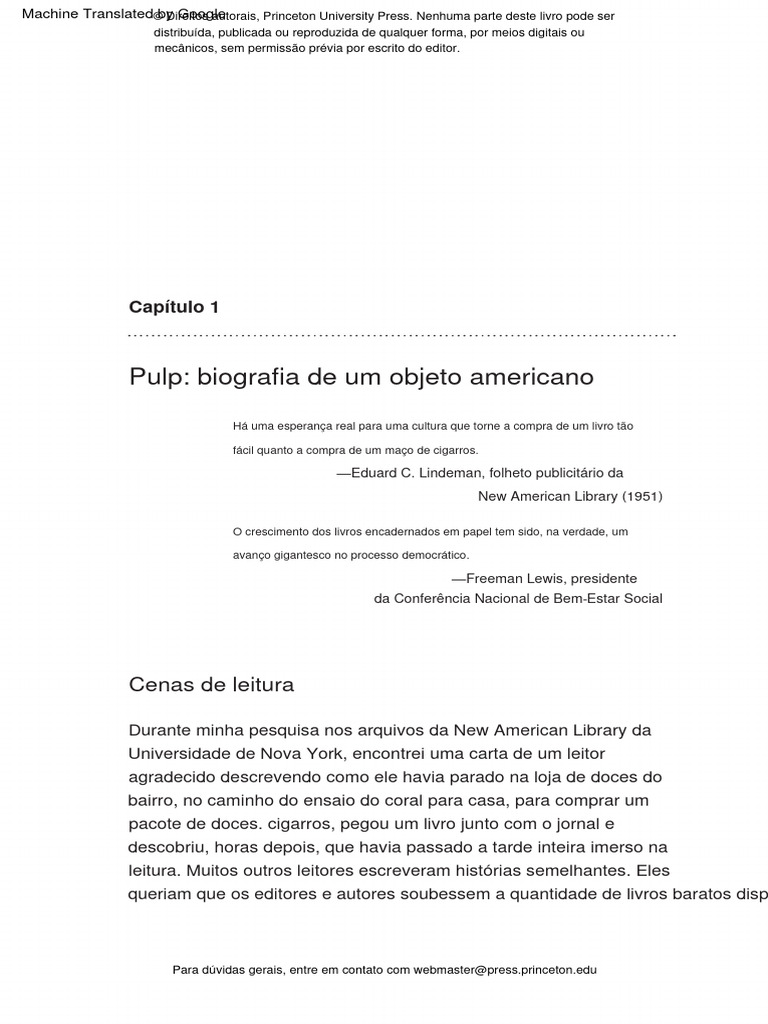 Pulp: Biografia de Um Objeto Americano: Capítulo 1 | PDF
