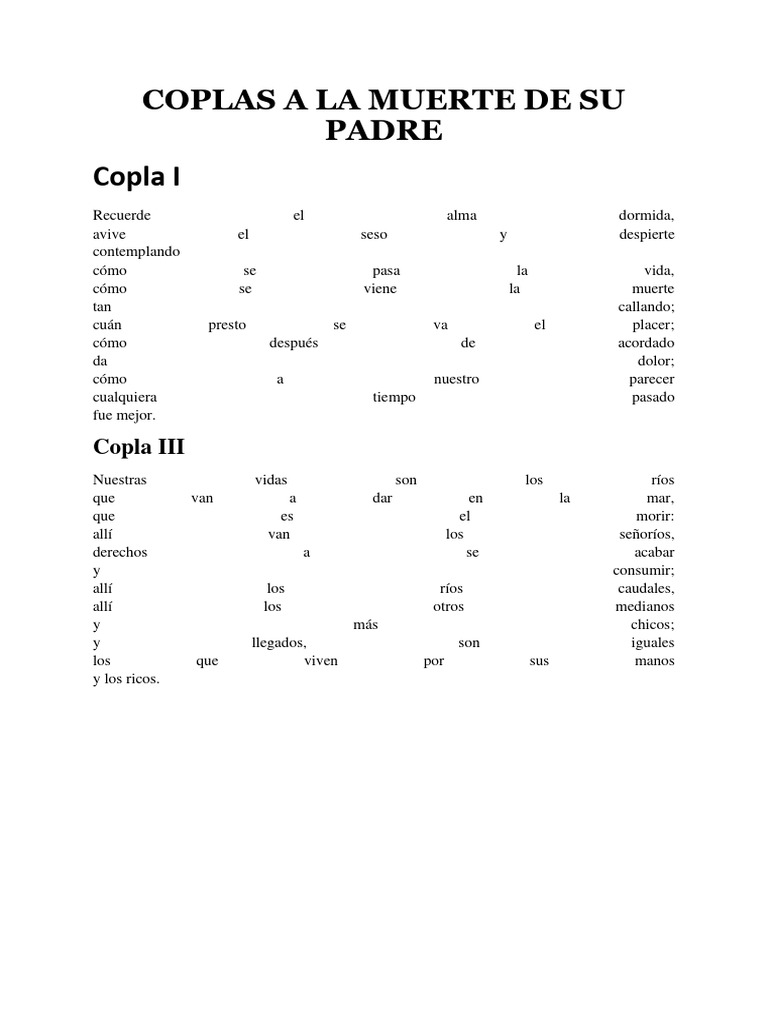 Coplas A La Muerte de Su Padre | PDF