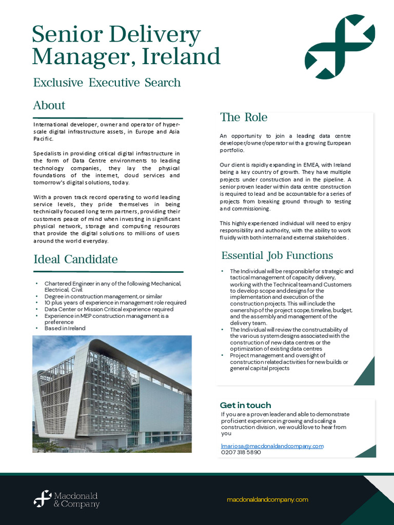 Senior Data Center Manager Role | PDF | Engineering | Business