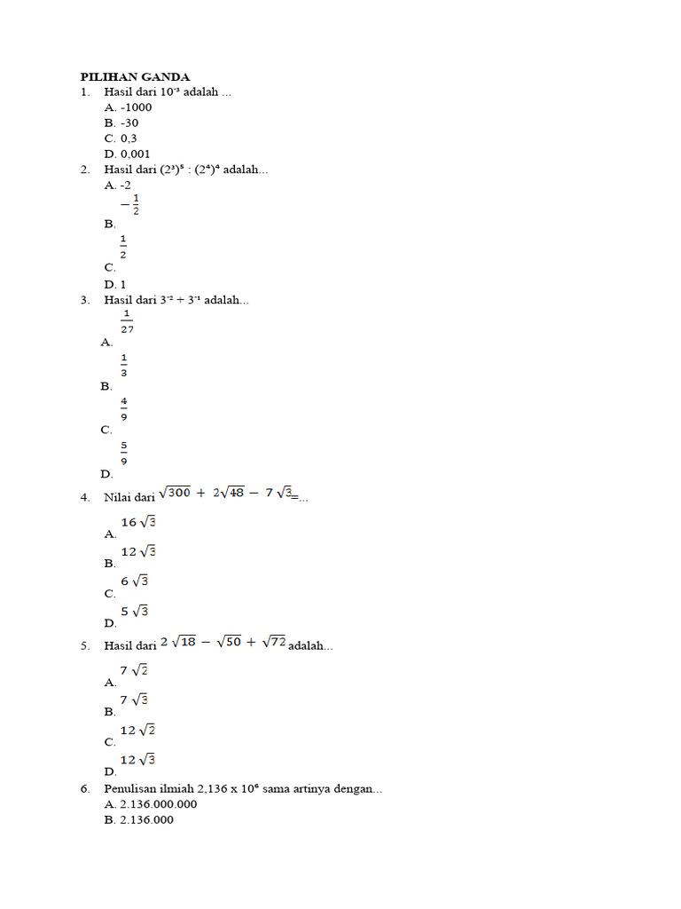 Soal Ujian Matematika Kelas 9 | PDF | Metode & Bahan Ajar