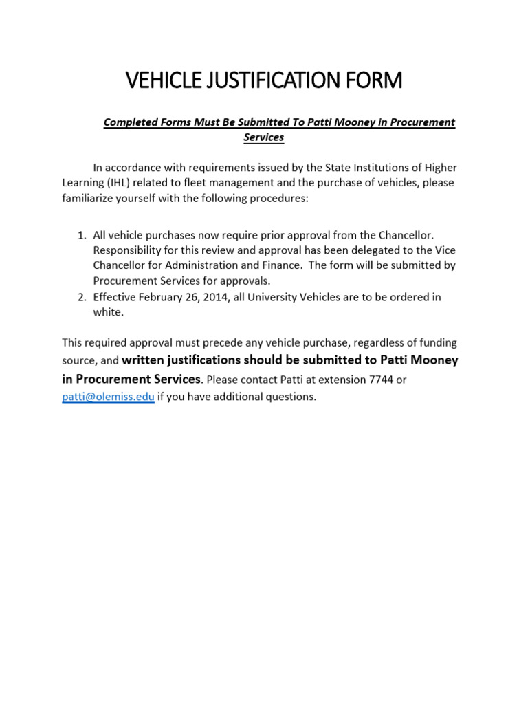 Vehicle Justification Form-03282016 | PDF