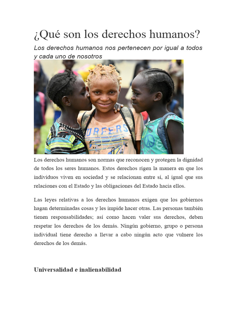 Derechos Humanos: Principios Fundamentales | PDF