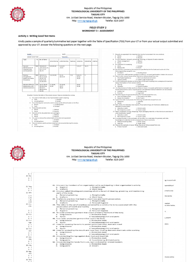 FS2 Worksheet 3rd-Set | PDF