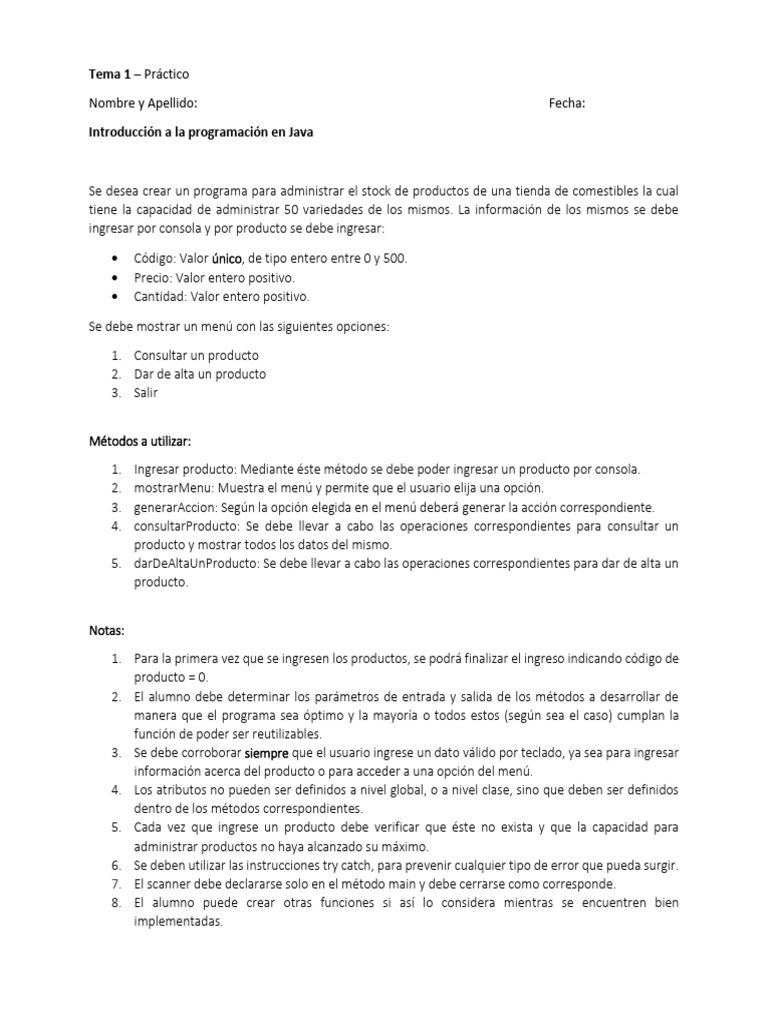 1 - Introduccion A La Programacion - Practica | PDF