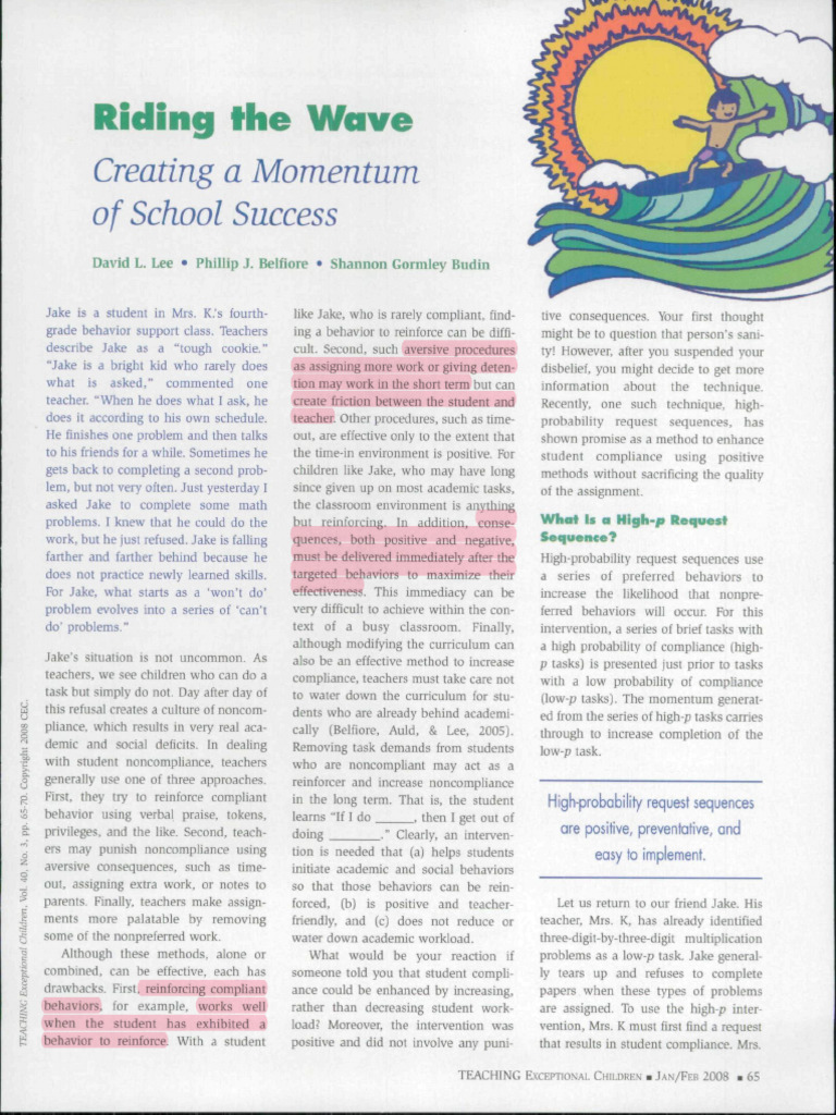 Enhancing Student Compliance with High-Probability Requests | PDF