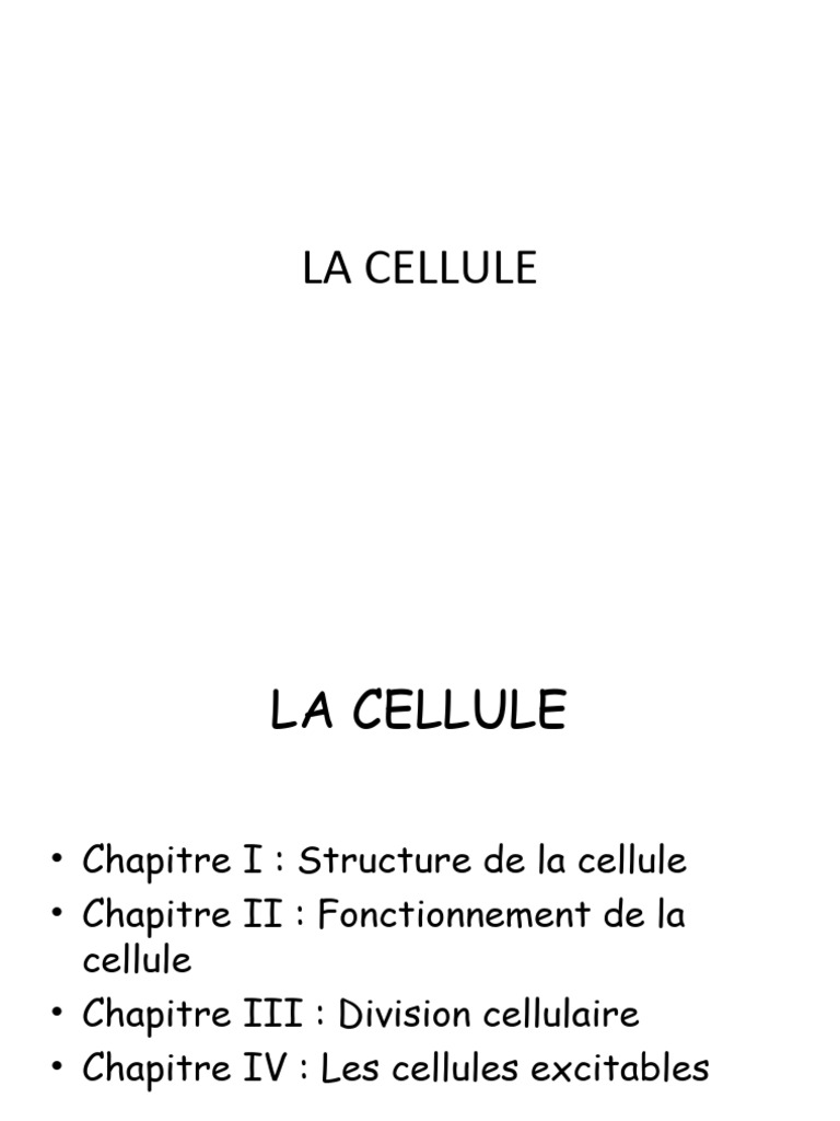 Chapitre I Structure de La Cellule | PDF | Noyau (biologie) | Membrane cellulaire