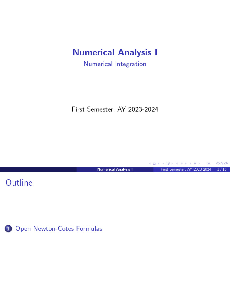 Week 12 - Numerical Integration (Open Formula and Improper Integrals ... Week 12 - Numerical Integration (Open Formula and Improper Integrals ...