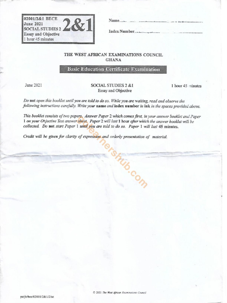 BECE 2021 Social Studies Q&A Guide | PDF