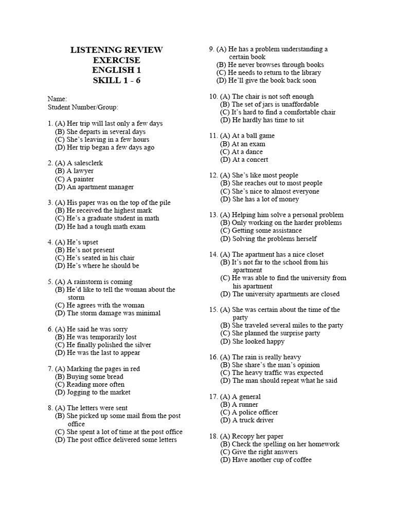 Review Exercise 1-6 | PDF