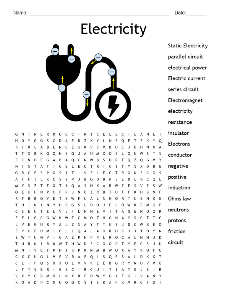 Electricity - Word Search | PDF