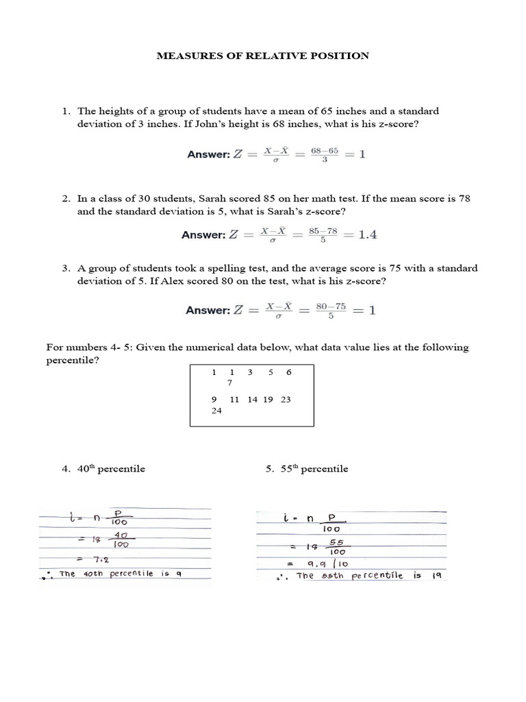 Measures of Relative Position | PDF