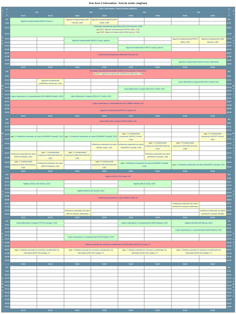 Orar Anul I Grafic | PDF