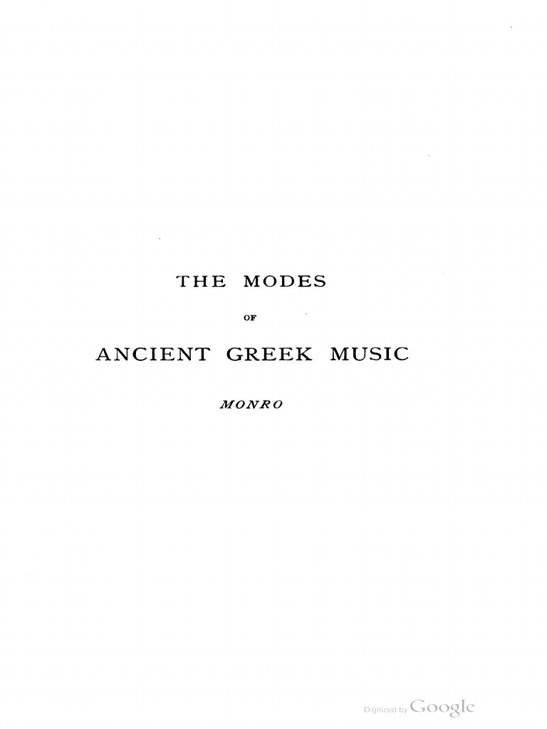 MONRO, D. B. (1894) The Modes of Ancient Greek Music | PDF