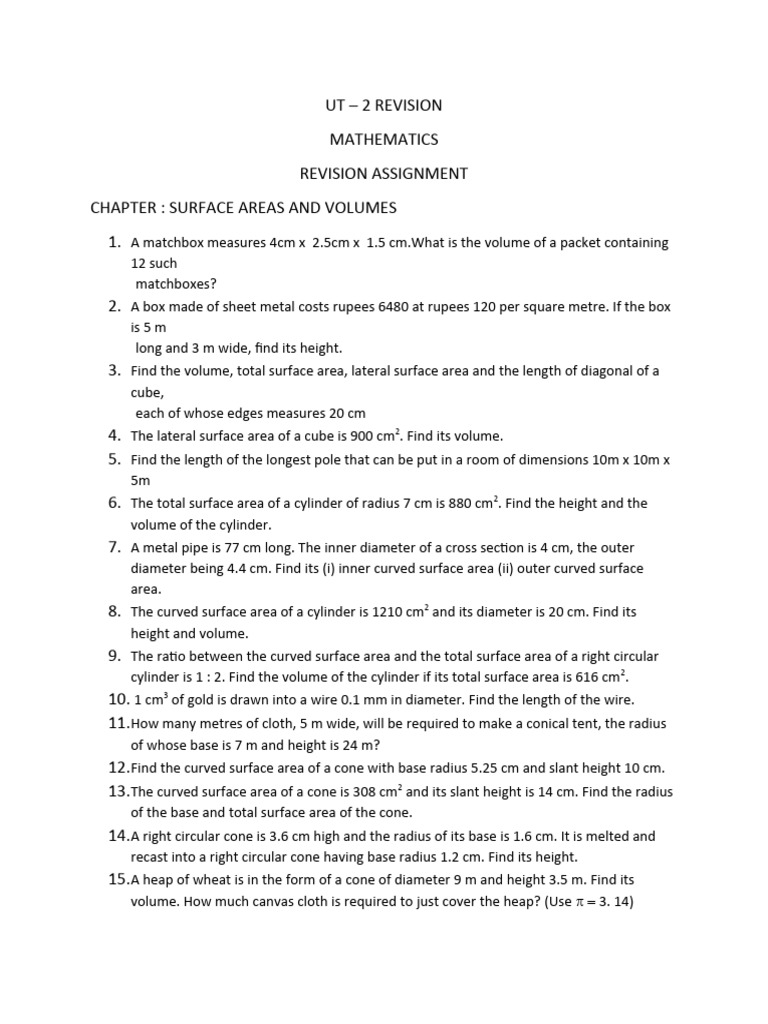 Grade Ix - Ut2 - Maths - Revision 2021 | PDF