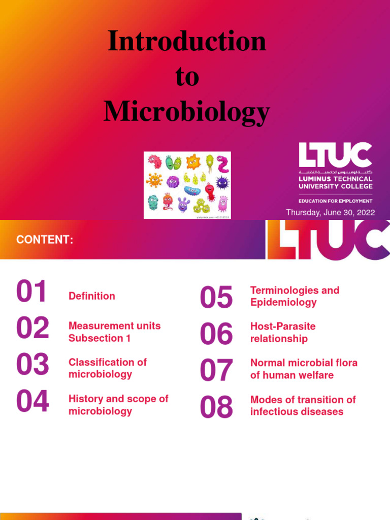1 Introduction To Microbiology | PDF | Infection | Microbiology