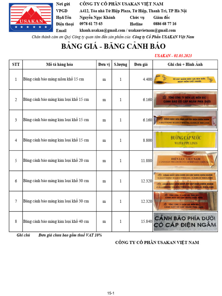 Bang Canh Bao Cap Ngam - 2023 | PDF