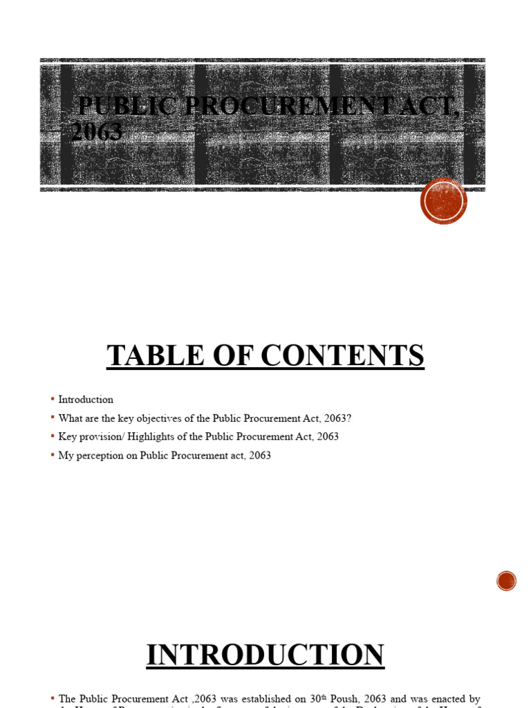 AKASH - Public Procurement Act, 2063 | PDF