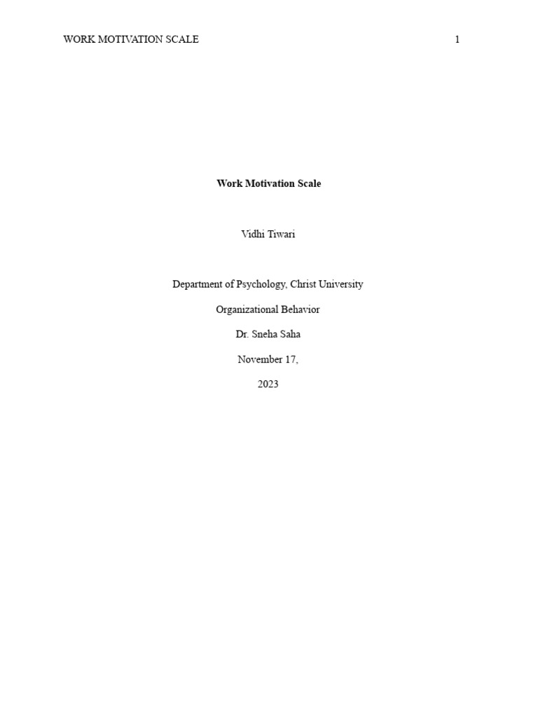 Work Motivation Scale | PDF