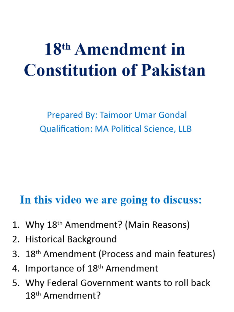 18th Constitutional Amendment | PDF | Government Of Pakistan | Governance