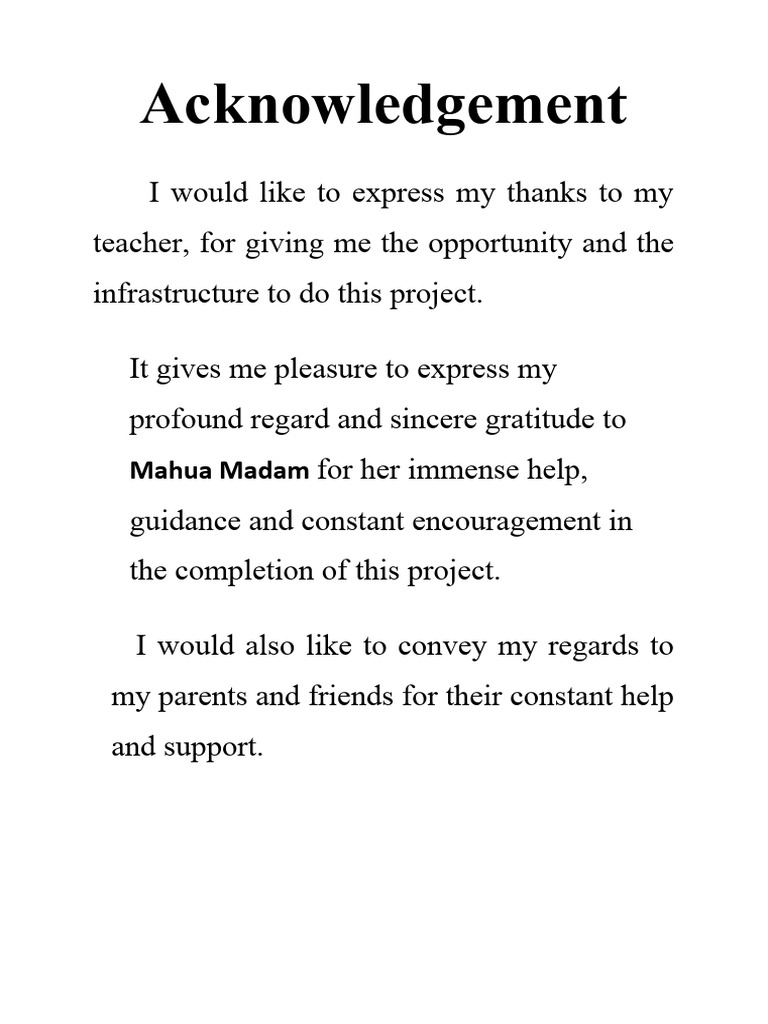 Project Acknowledgement Note | PDF