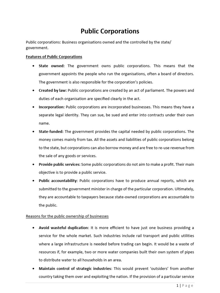Lesson 05 Public Corporations | PDF | State Owned Enterprise | Corporations