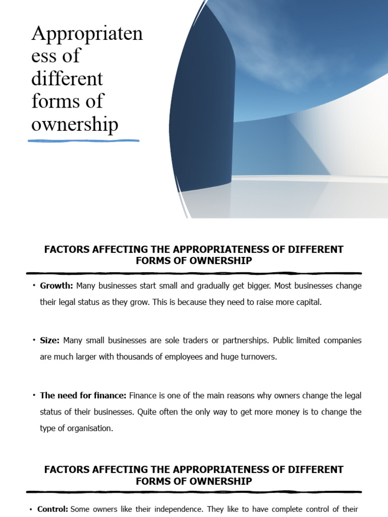 Lesson 06 Appropriateness of Different Forms of Ownerships | PDF Lesson 06 Appropriateness of Different Forms of Ownerships | PDF