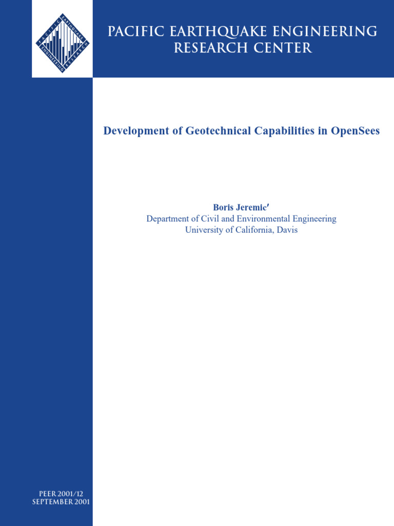 Development of Geotechnical Capabilities in OpenSees PEER Jeremic | PDF