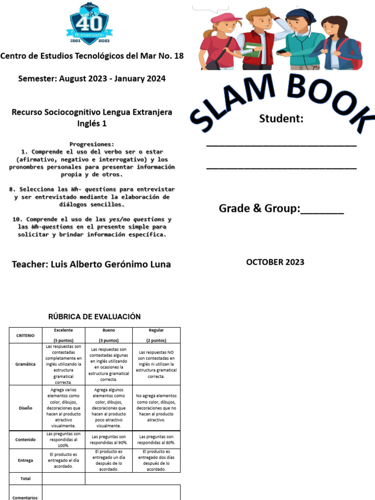 Slam Book Con Rubrica | PDF