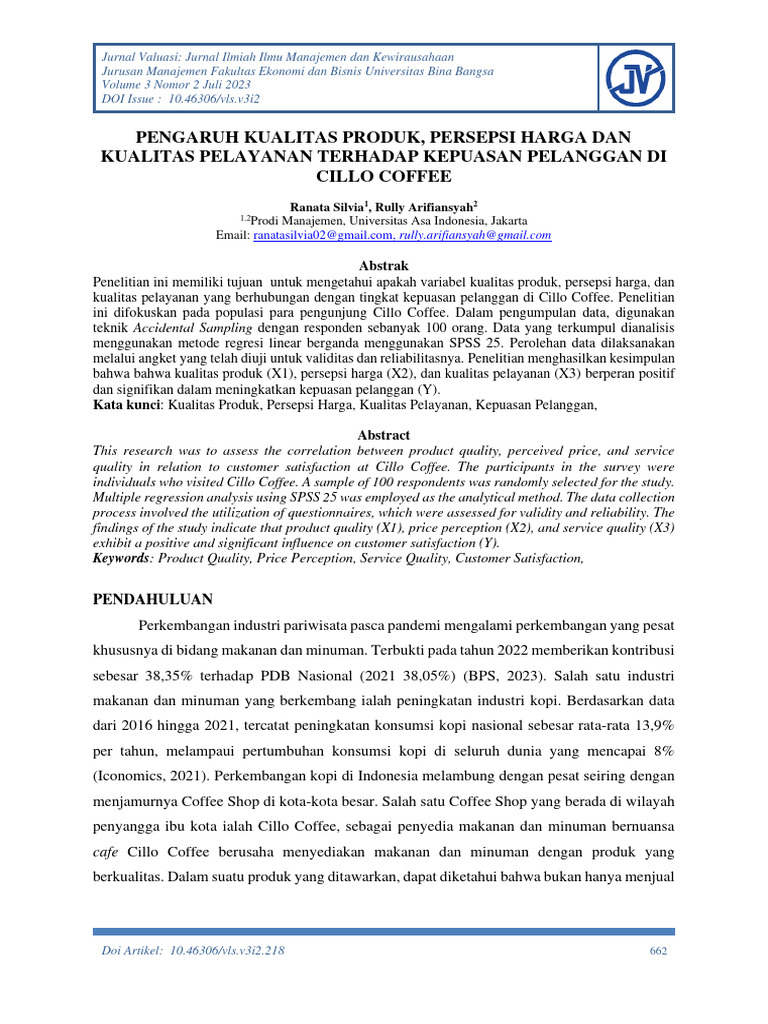 Pengaruh Kualitas Produk, Persepsi Harga Dankualitas Pelayanan Terhadap Kepuasanpelanggan Di ...