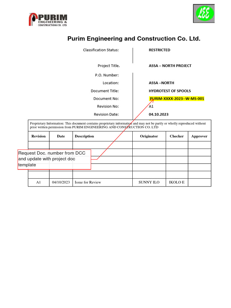 Hydrotest Procedure | PDF
