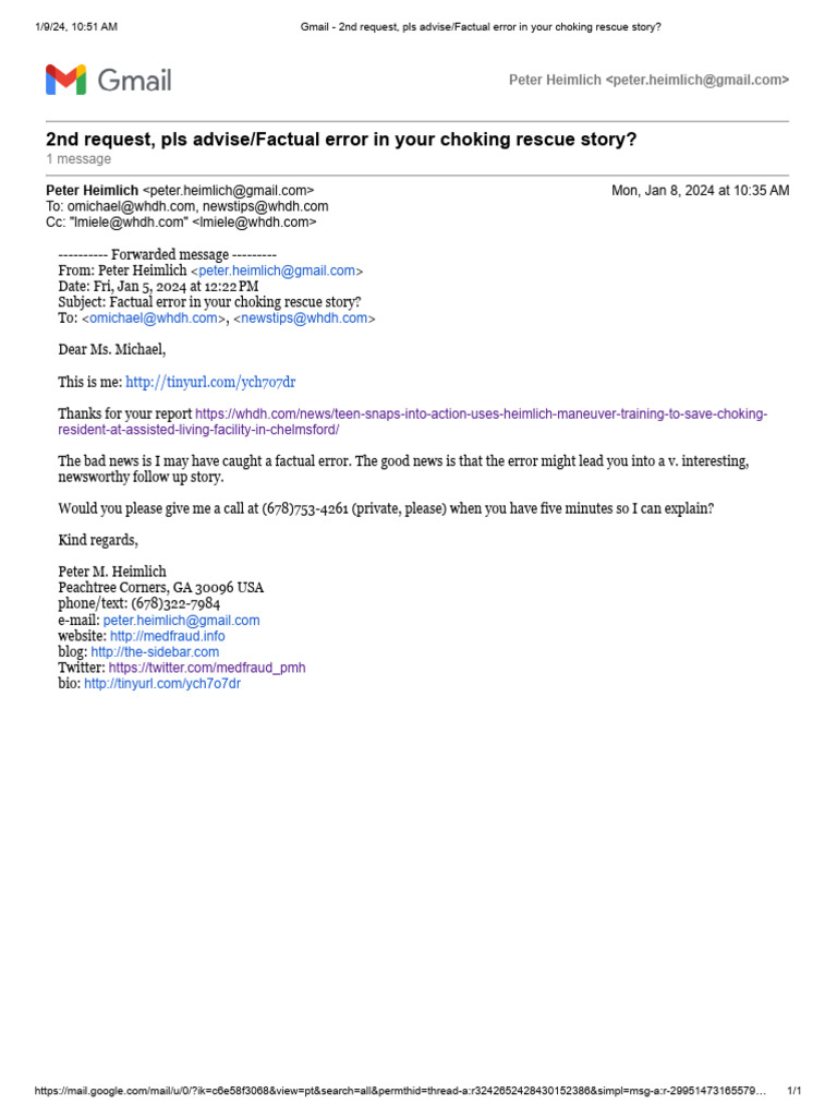 My Correspondence With WHDH Reporter Olivia Michael Re: Possible ...