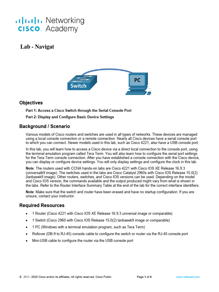 2.3.8 Lab - Navigate The IOS by Using Tera Term For Console Connectivity - 2 Points - Week 1 ...