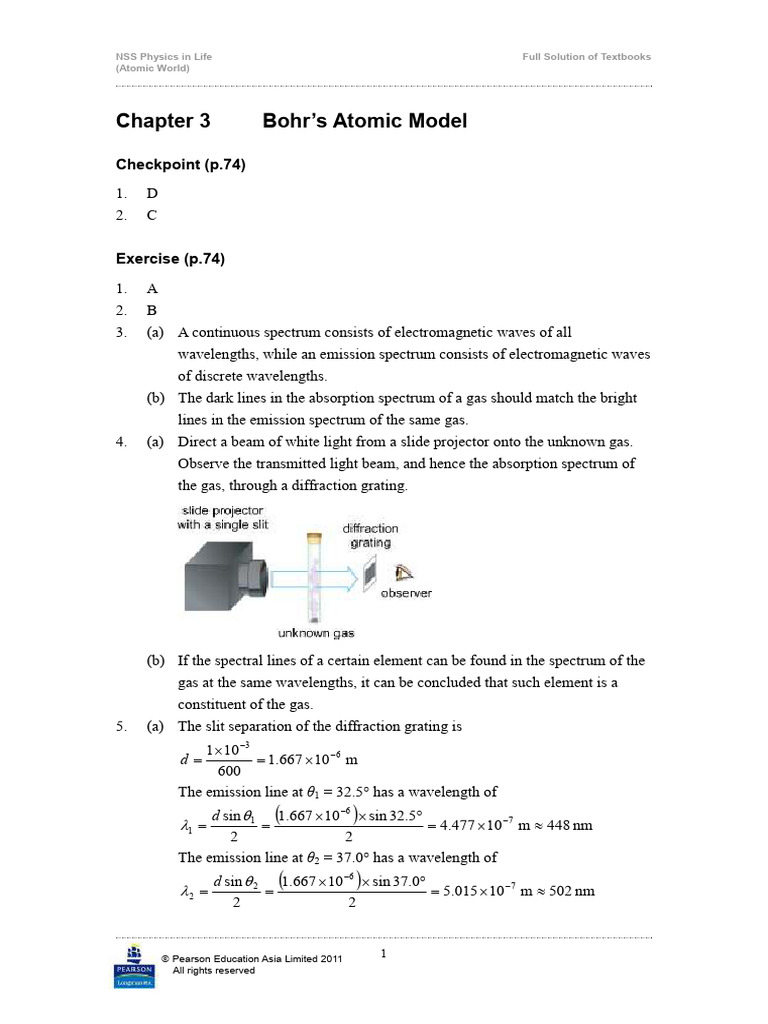 Bohr's Atomic Model Solutions | PDF