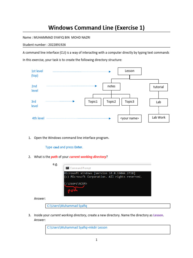 Lab Exercise 1 | PDF | Command Line Interface | Information Science Lab Exercise 1 | PDF | Command Line Interface | Information Science