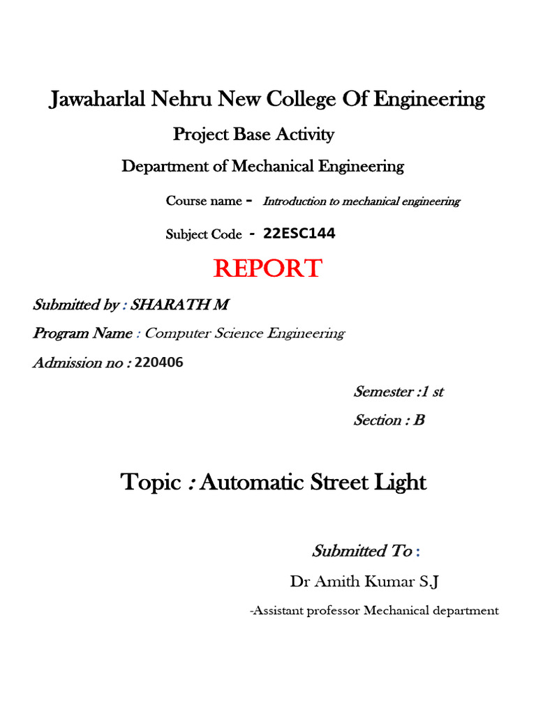 Report for Mechanical Engineering | PDF