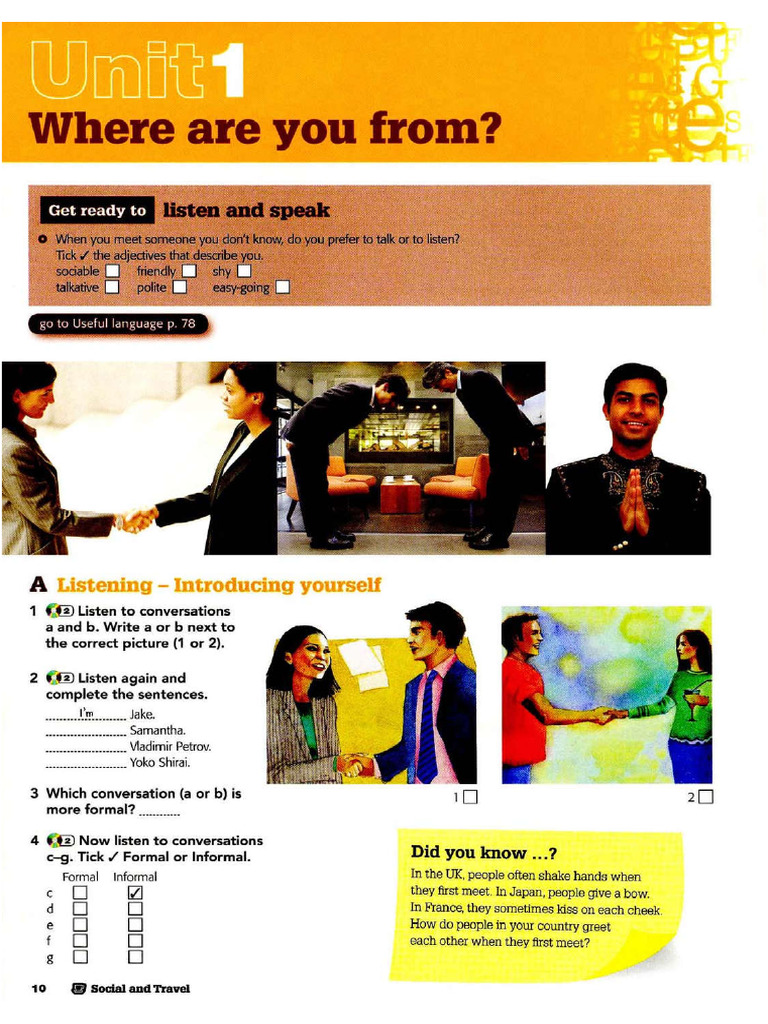 Real Listening & Speaking 1 Unit 1 | PDF