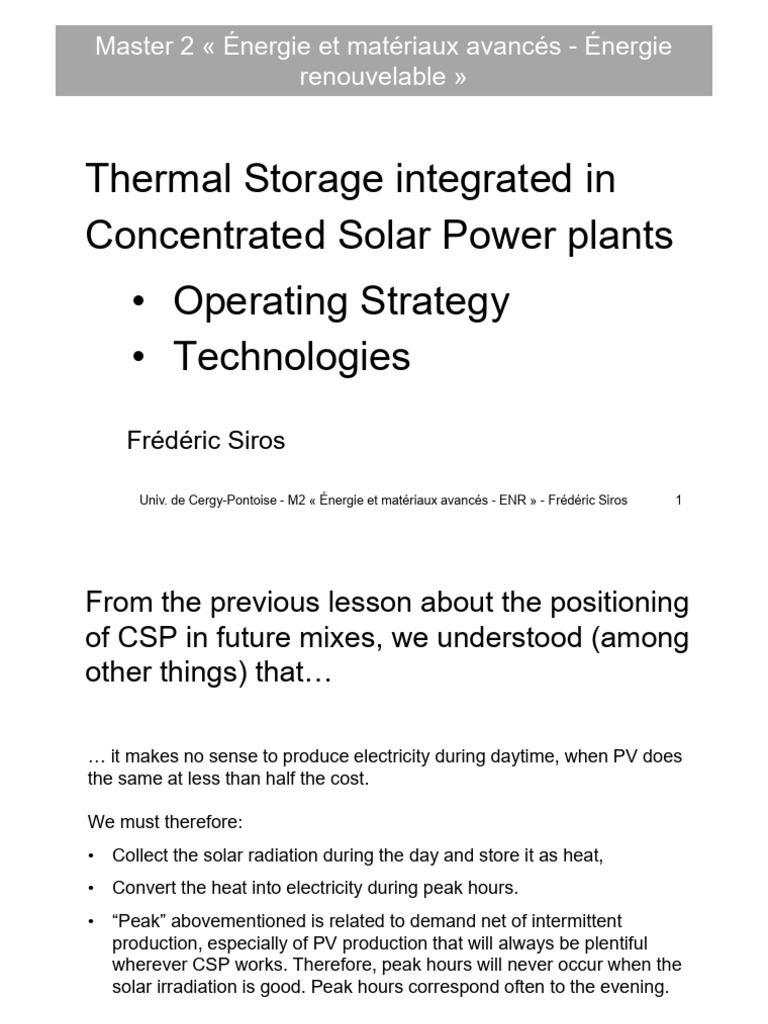 3 - Storage On CSP - Operating Strategy Storage Technos-V2 | PDF