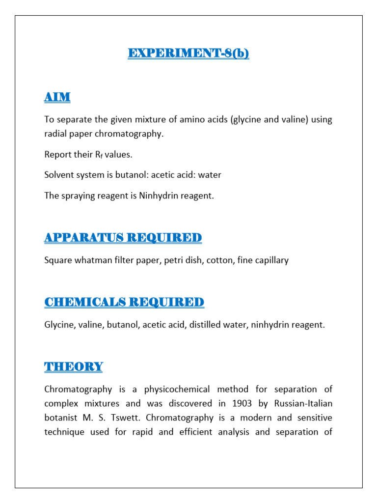 Experiment 3 | PDF | Chromatography | Elution