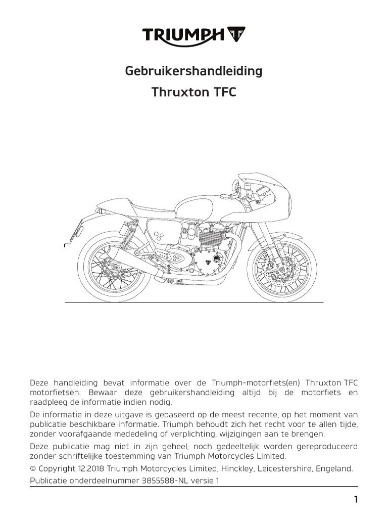 Thruxton TFC Owners Handbook Dutch | PDF