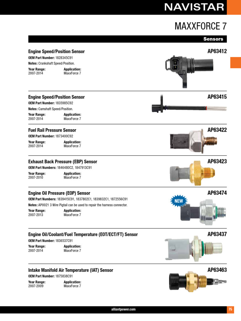 MaxxForce 7 Sensor Parts Overview | PDF | Computers