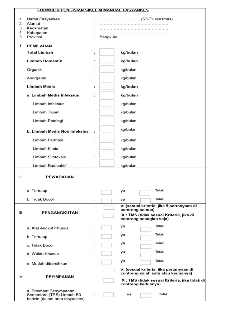 Formulir Laporan Manual Sikelim | PDF