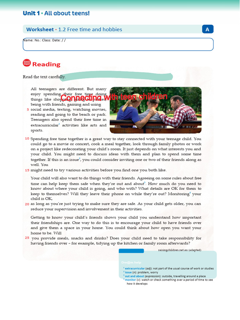 Dre8 RW 1 2 Free Time Hobbies | PDF