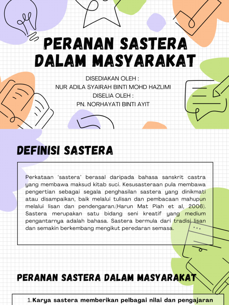 Peranan Sastera Dalam Masyarakat PDF | PDF