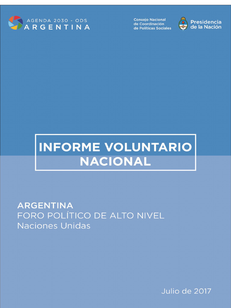 Informa Nacional Voluntario de Argentina 2017 PDF | PDF | Ministerio (Departamento de Gobierno ...