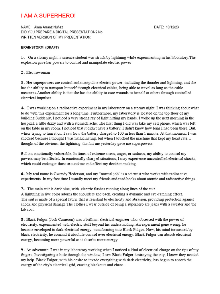 Alma Arranz Núñez - I AM A SUPERHERO | PDF | Mystery, Thriller & Crime ...