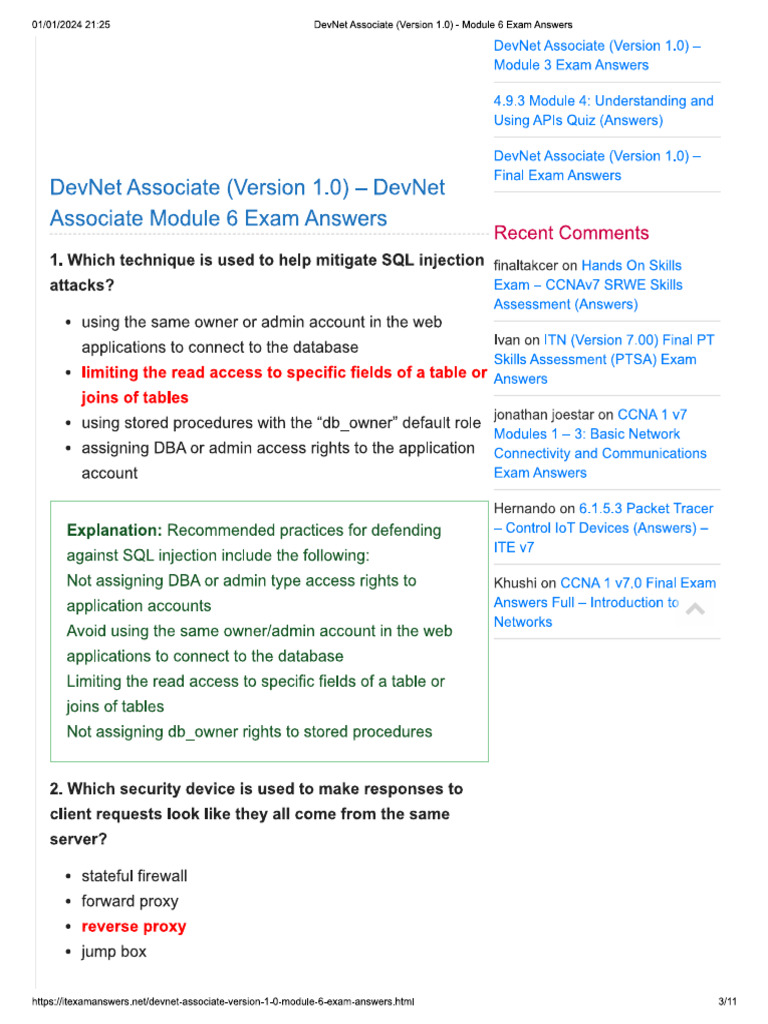 DevNet Associate (Version 1.0) - Module 6 Exam Answers | PDF