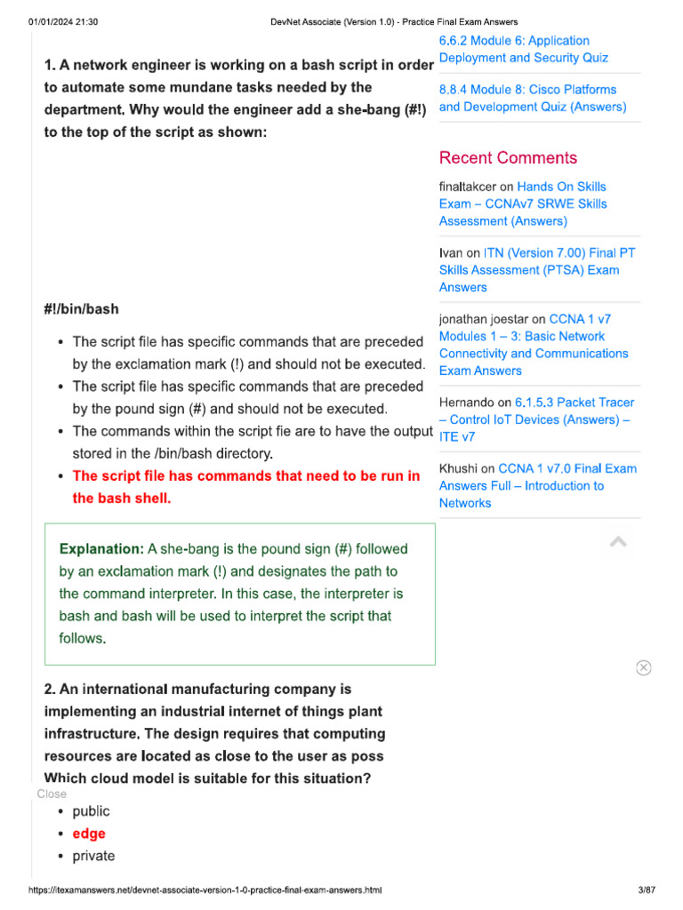 DevNet Associate (Version 1.0) - Practical Fianl Exam Answers PDF | PDF