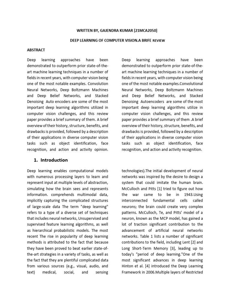 Deep Learning in Computer Vision Review | PDF | Deep Learning | Machine ...