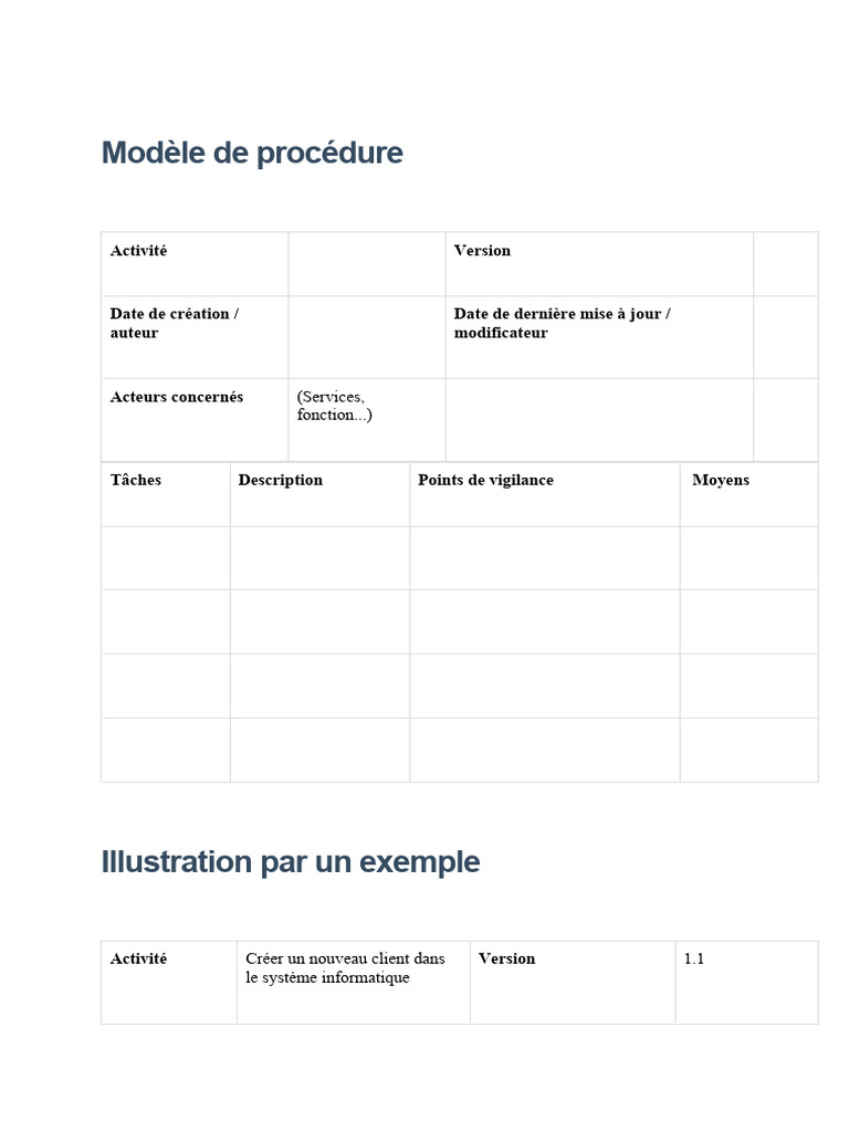 Modèle de Procédure Exemple | PDF